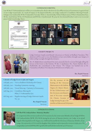 Skirret - July & August 2021 - Lodge Srinivasa Gopala No. 190 | PDF