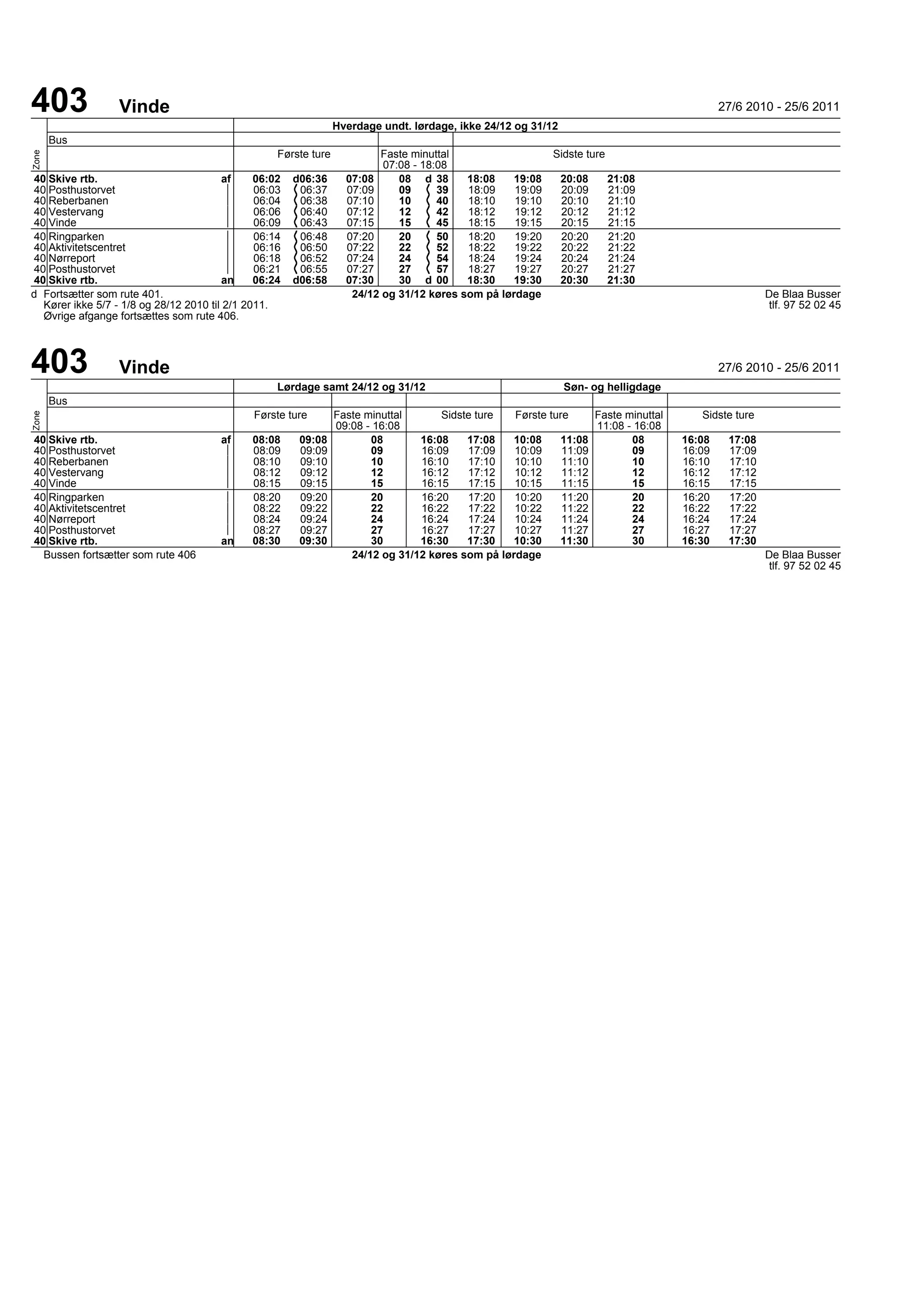 Samlet Køreplan | Skive Bybus |2010-2011| Midttrafik | PDF
