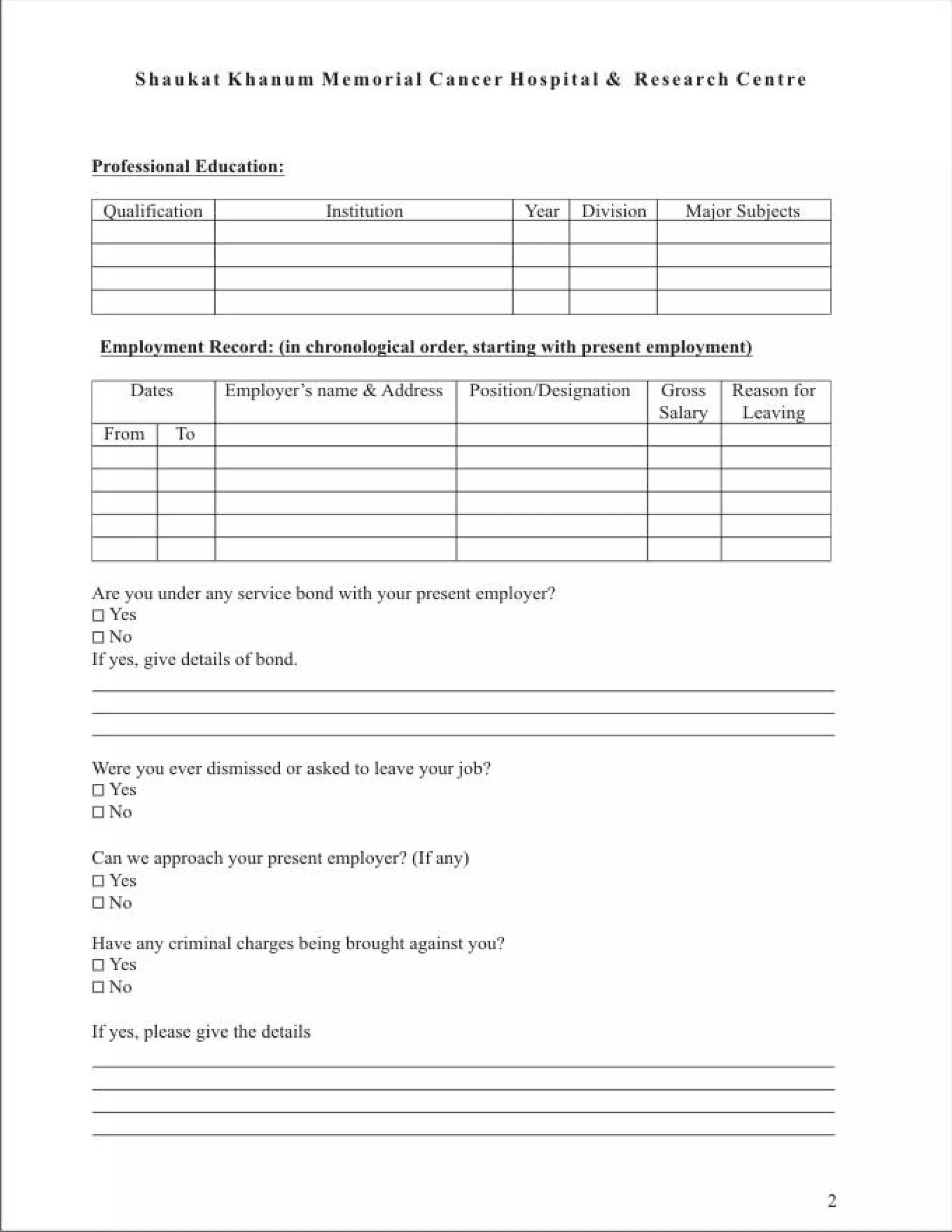 SKGH Job Application Form | PDF