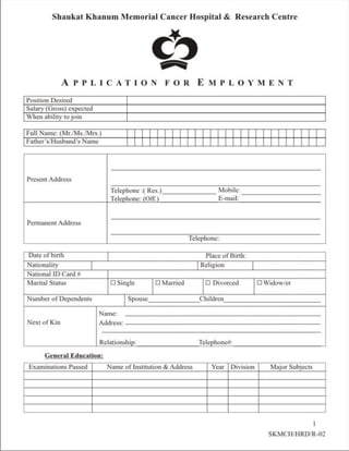 SKGH Job Application Form | PDF