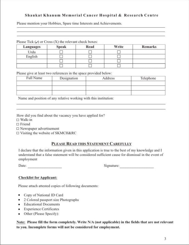 SKGH Job Application Form | PDF