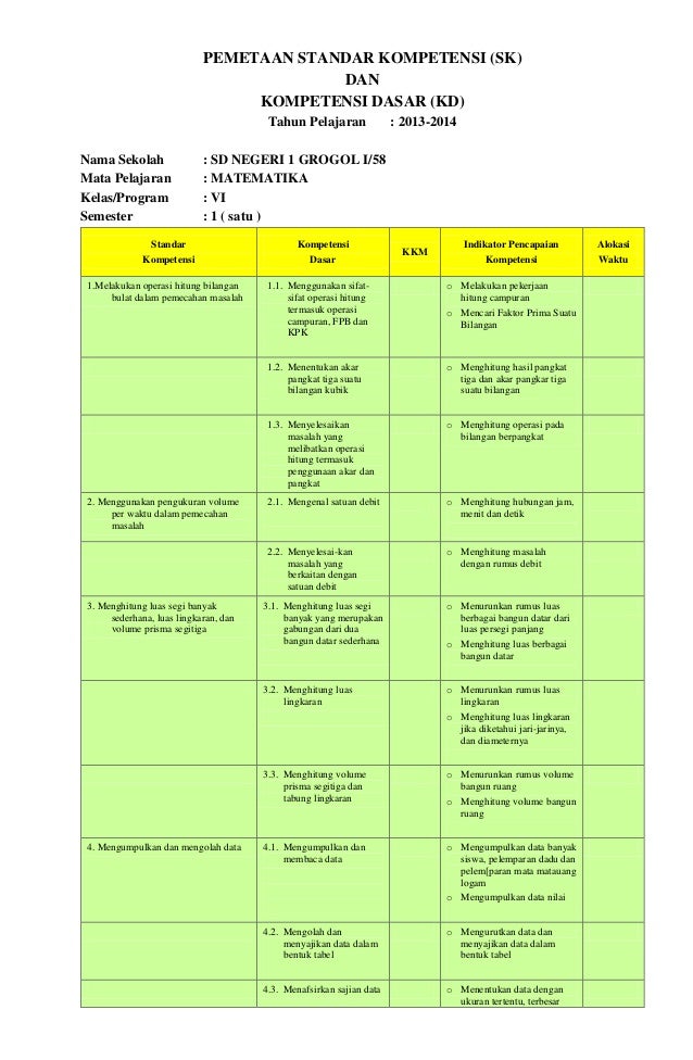 Kd Matematika Kelas 6 - Perumperindo.co.id