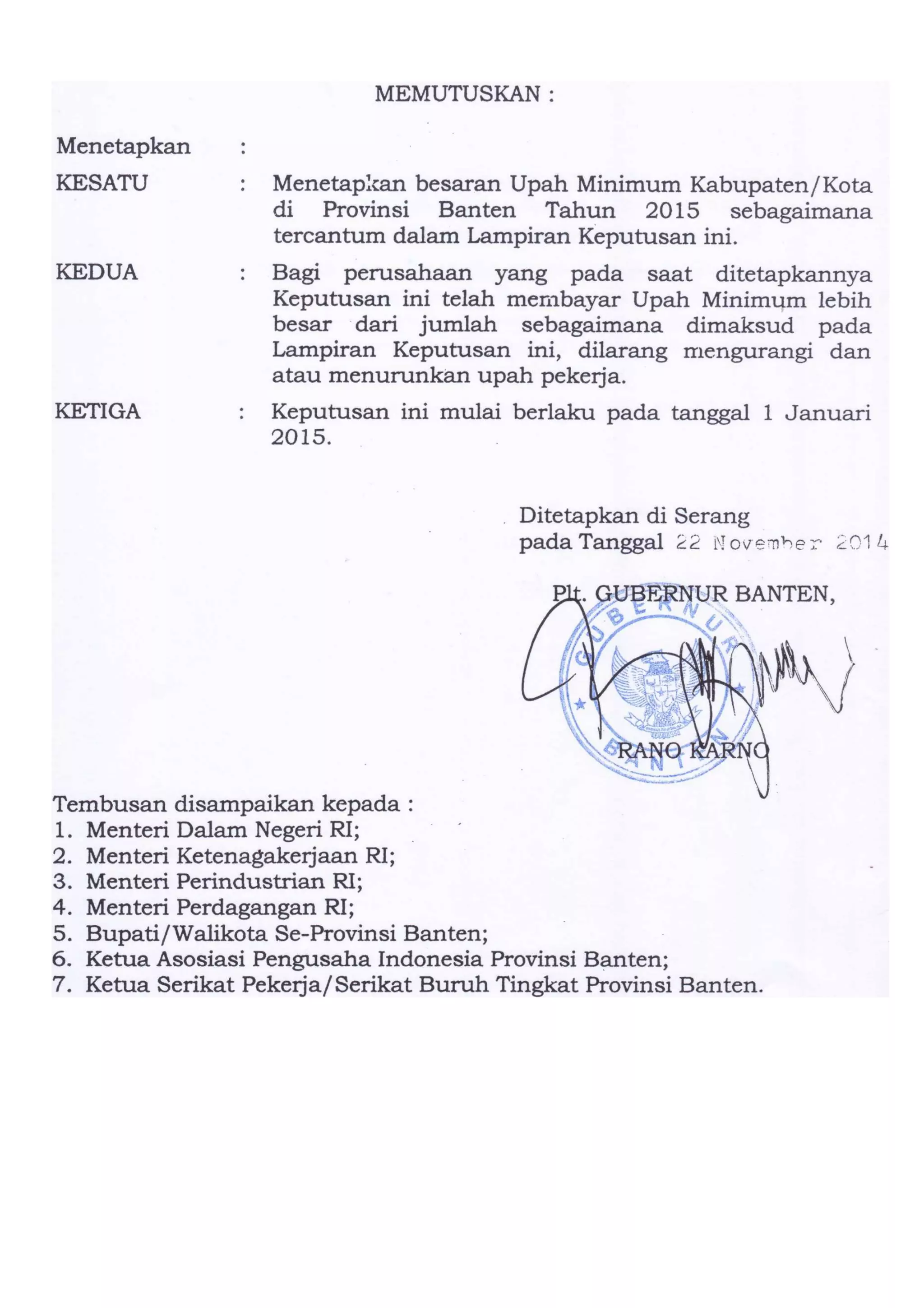 Sk kep gub.banten-umk | PDF