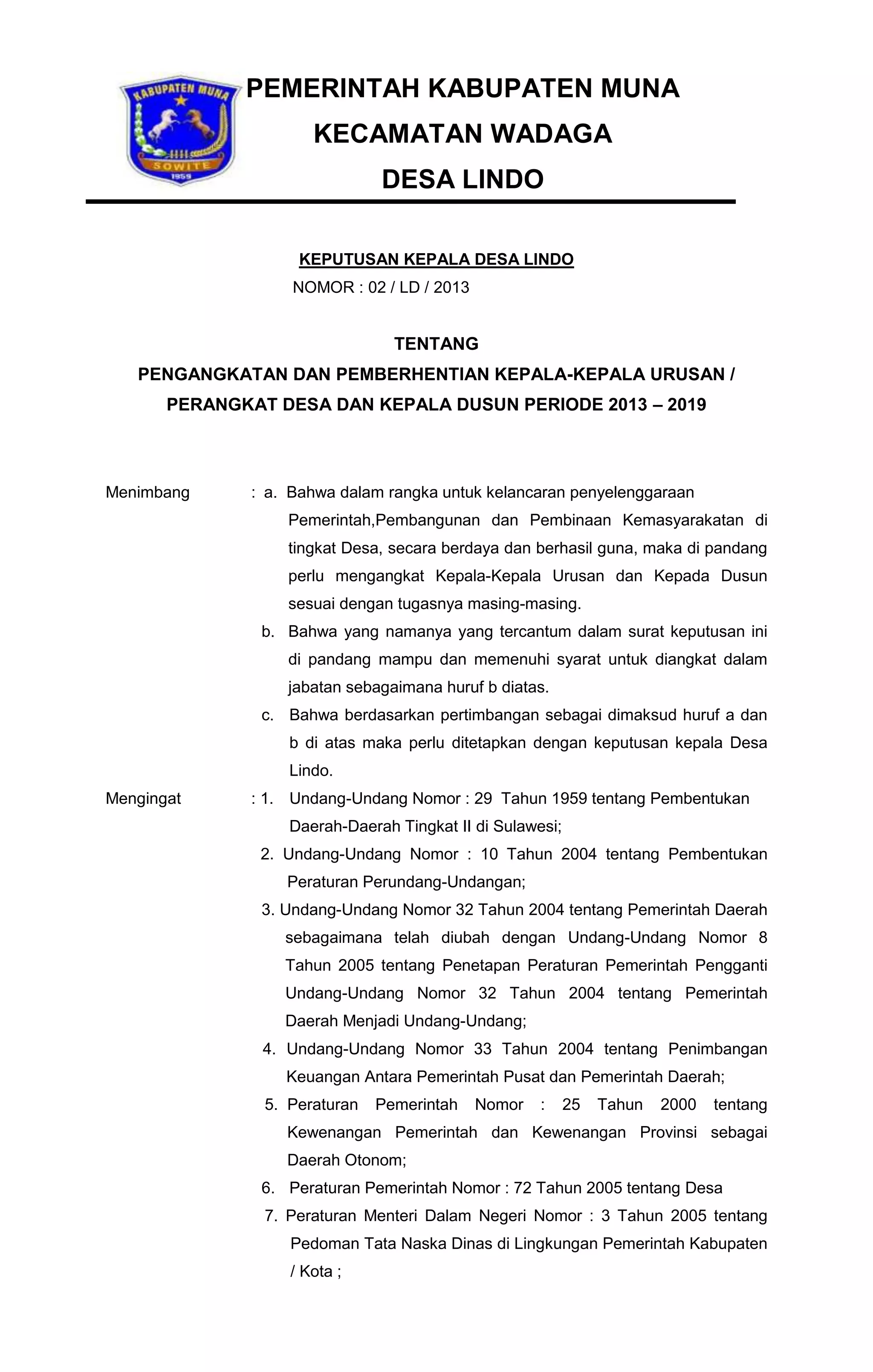 Sk kepala desa | DOCX