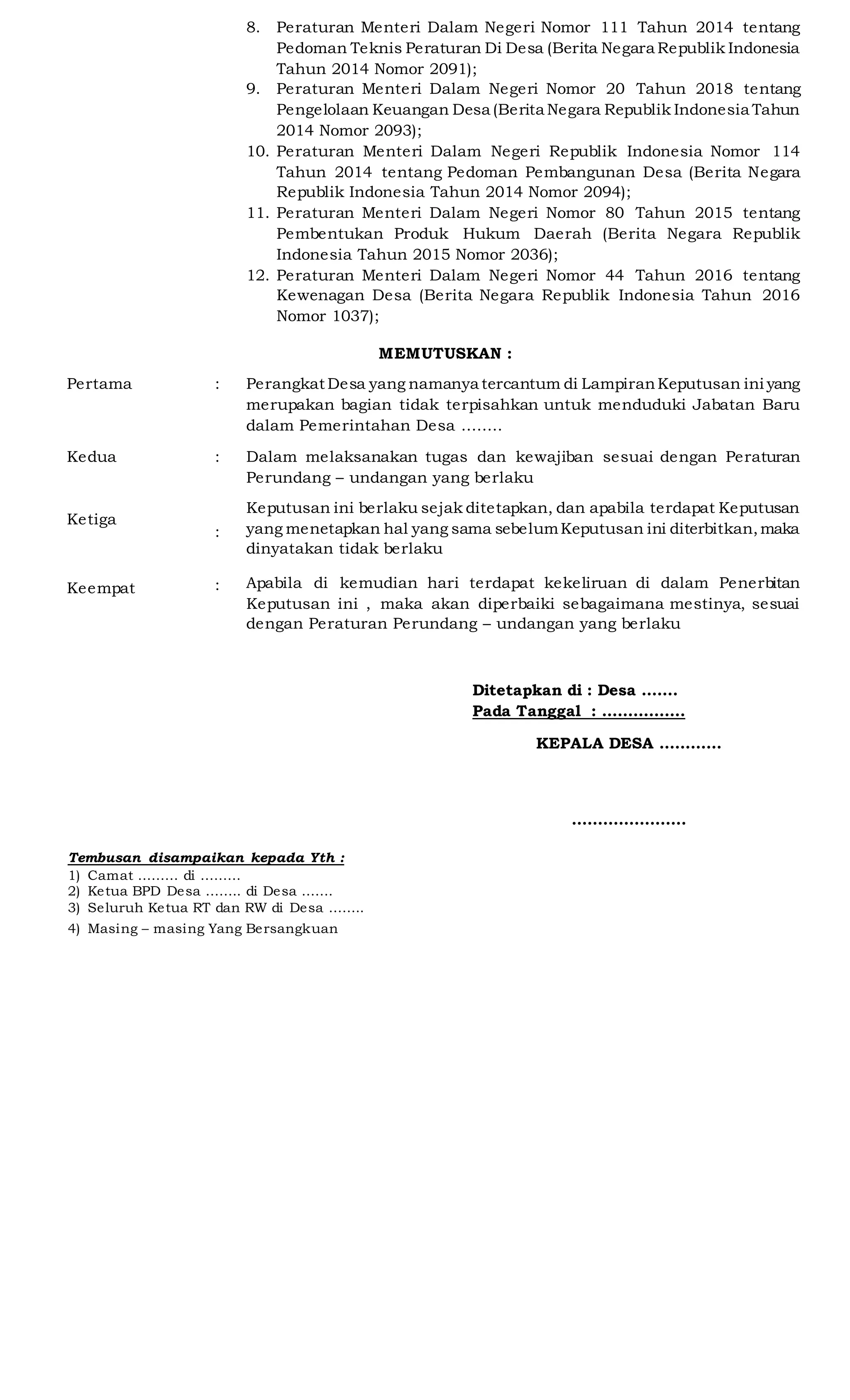 Sk kepala desa perangkat desa baru di tahun 2021 (sfile.mobi) | PDF