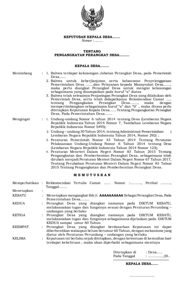 Sk kepala desa perangkat desa baru di tahun 2021 (sfile.mobi) | PDF