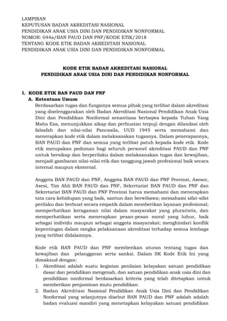 Sk kode etik ban paud dan pnf tahun 2018 1535023030 | PDF