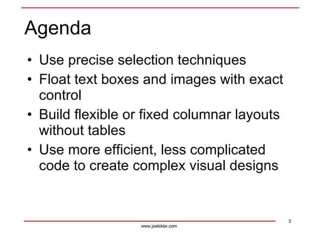 Joel Sklar: Web Design with CSS | PPT