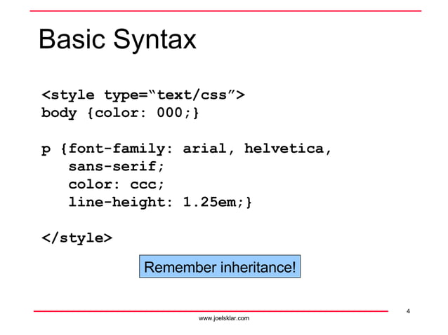 Joel Sklar: Web Design with CSS | PPT