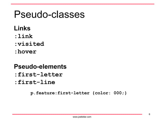 Joel Sklar: Web Design with CSS | PPT