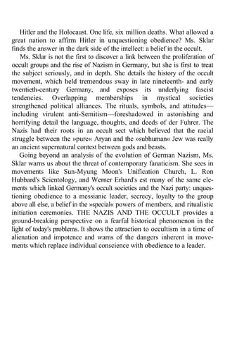 Sklar the nazis and the occult (1989) | PDF