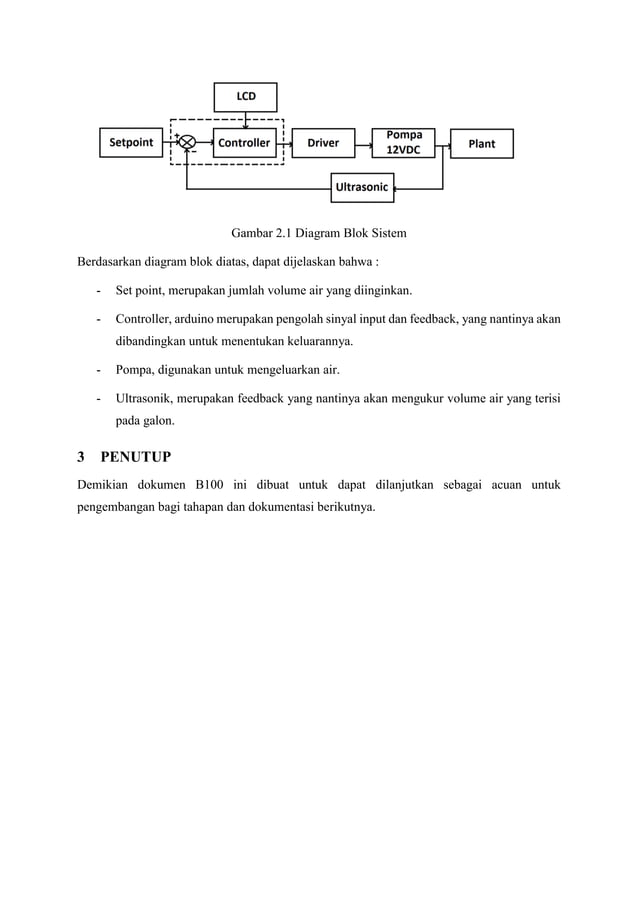 Sistem Kendali Volume Air pada Air Isi Ulang dengan Ultrasonic metode ...