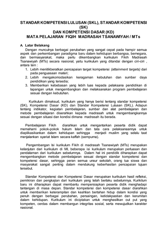 Skl fiqih kelas 8 | DOCX