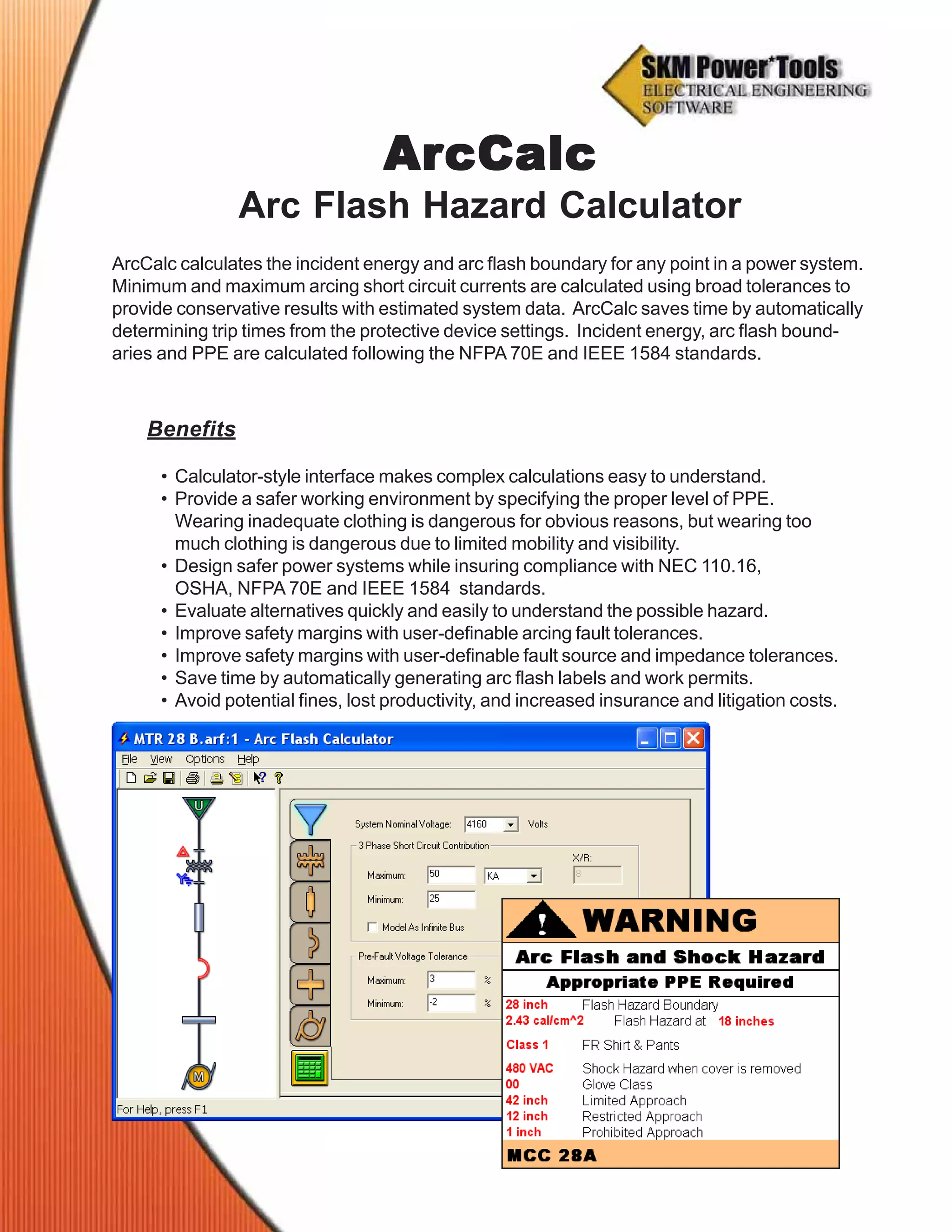 SKM ArcCalc Arc Flash Hazard Calculator (NFPA 70E & IEEE 1584) | PDF