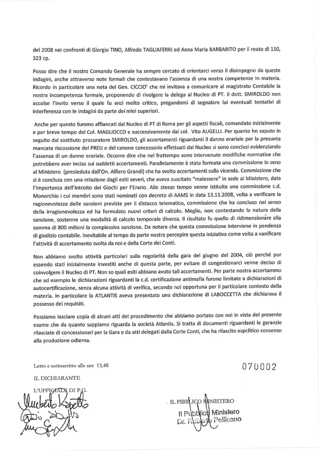 Multa slot, il verbale di Rapetto | PDF