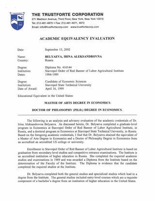 Academic Equivalency Evaluation | PDF