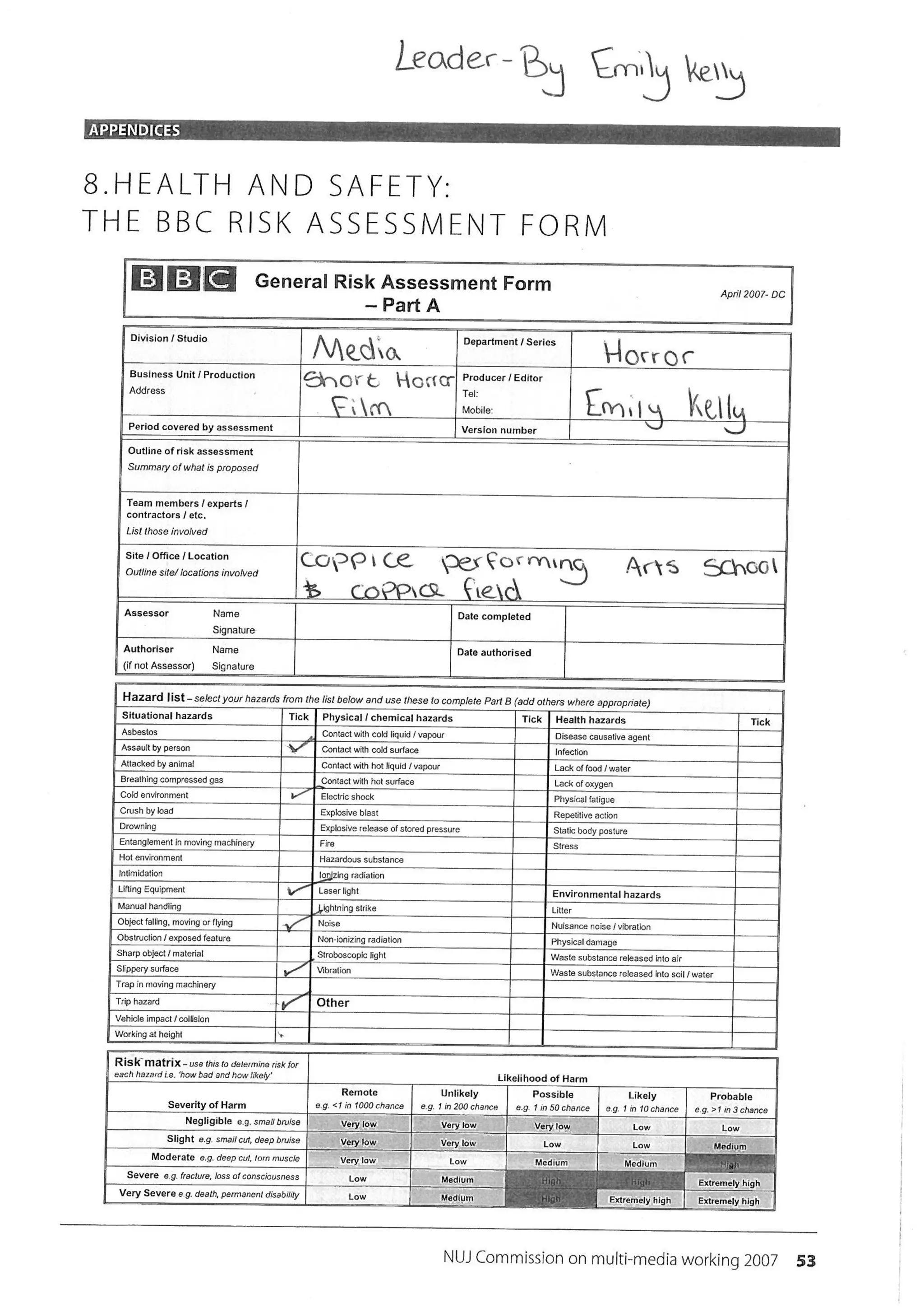 Risk Assessment Form | PDF