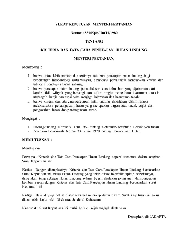 Sk mentan 837 tahun 1981 | DOCX