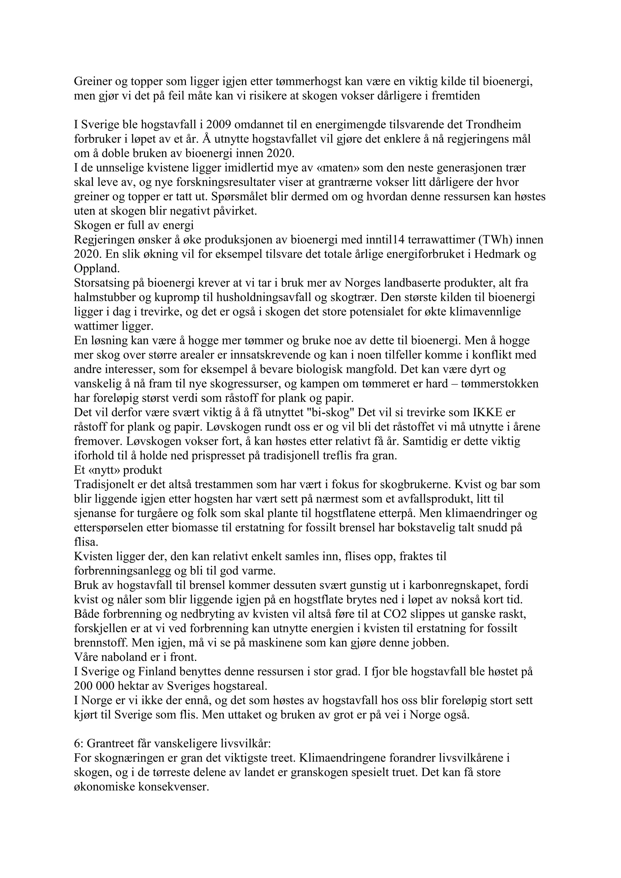 Skog energi - miljøhogst norge | PDF