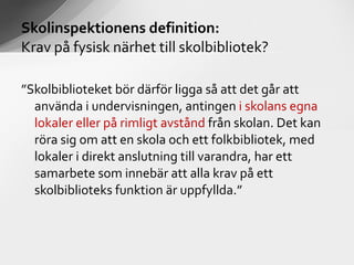 Vad är egentligen ett skolbibliotek? | PPT