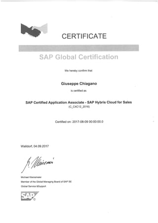 SAP Certified Application Associate - SAP Hybris Cloud for Sales | PDF