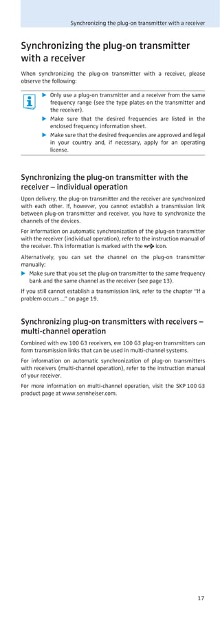 Sennheiser SKP 100 G3 plug on transmitter | PDF