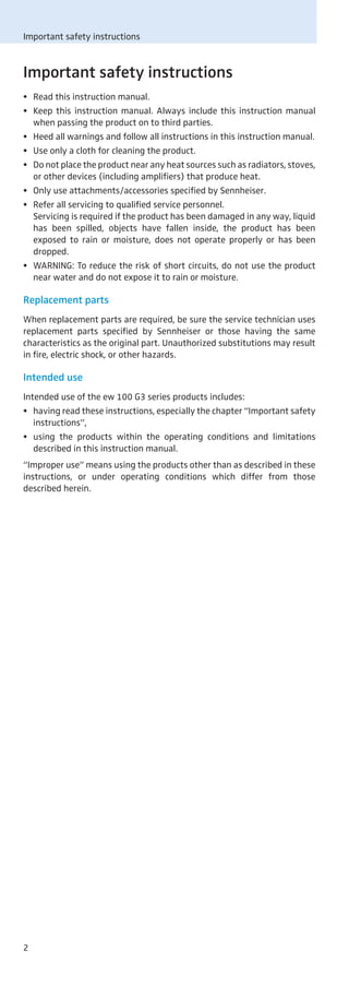 Sennheiser SKP 100 G3 plug on transmitter | PDF