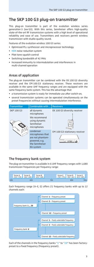 Sennheiser SKP 100 G3 plug on transmitter | PDF