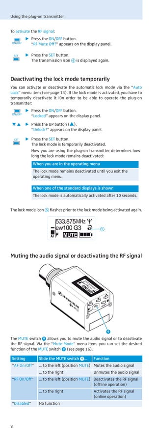 Sennheiser SKP 100 G3 plug on transmitter | PDF