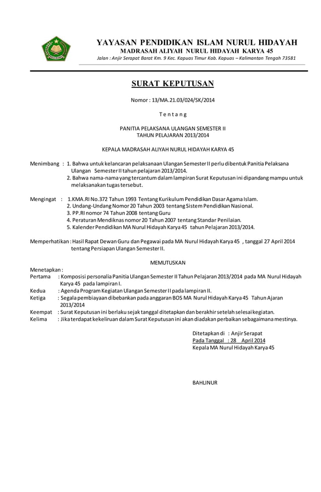 Sk panitia ulangan | DOCX