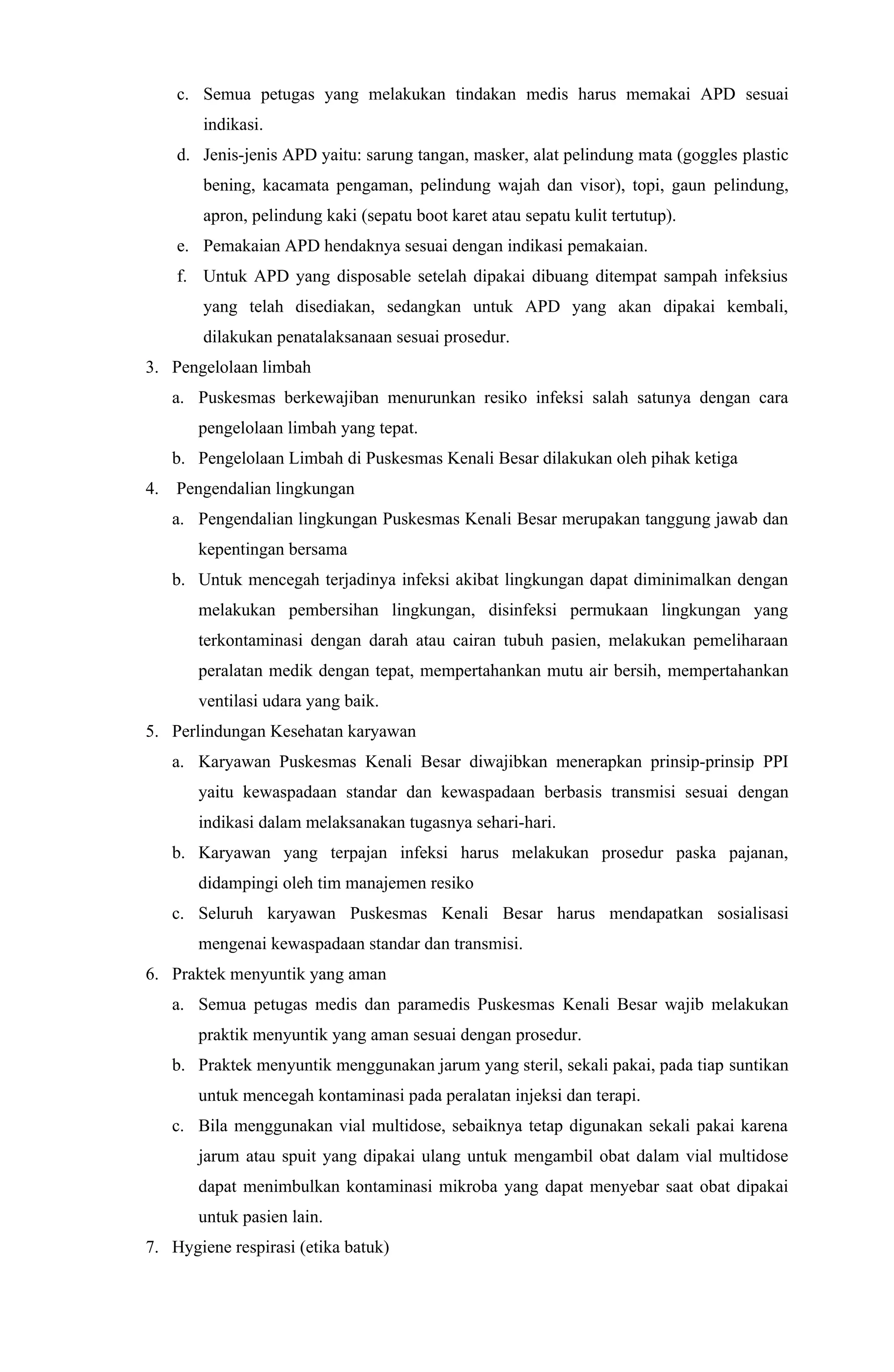 sk pelaksanaan ppi di puskesmas kenali besar | DOCX