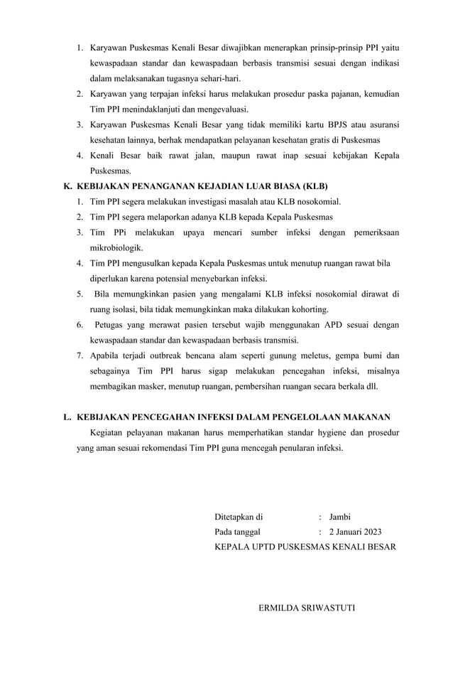 sk pelaksanaan ppi di puskesmas kenali besar | DOCX