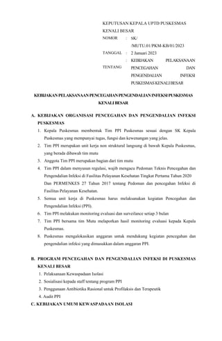 sk pelaksanaan ppi di puskesmas kenali besar | DOCX
