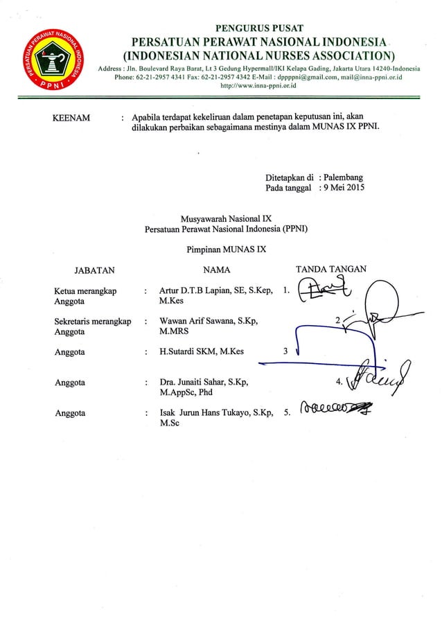 Sk penetapan ketua umum 2015 2020 | PDF