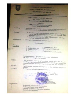 Sk pengangkatan dan spmt smkn3 kph 2019 | PDF