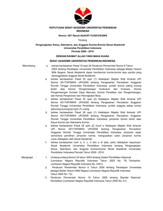 Sk pengangkatan ketua, sekretaris, dan anggota komisi komisi sa | DOC