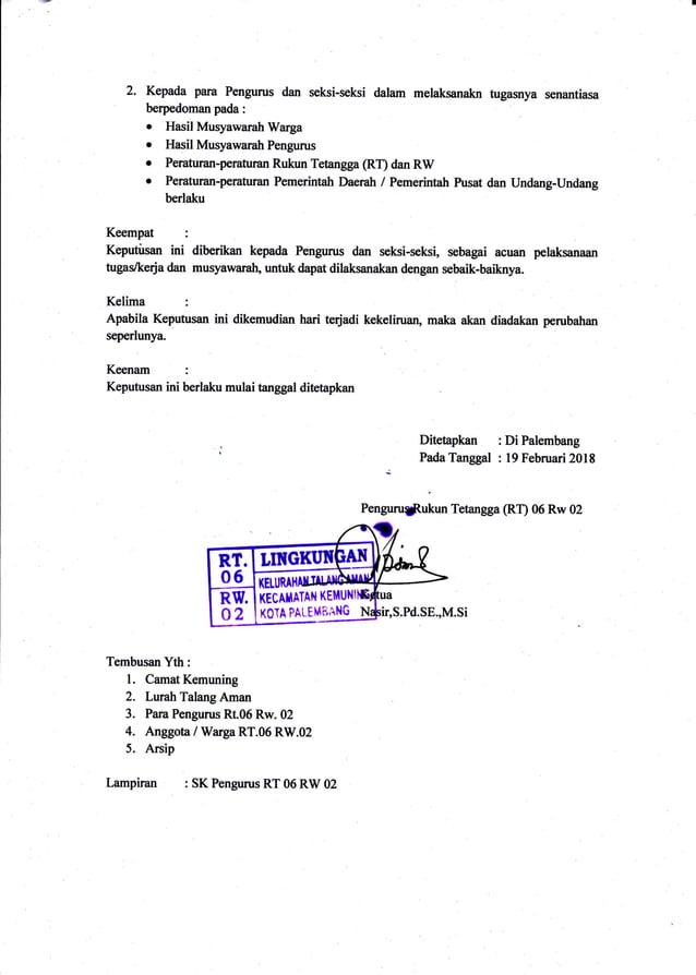 Sk pengurus rt 6 | PDF