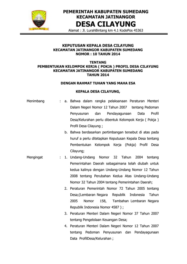 Sk pokja profil desa | DOCX