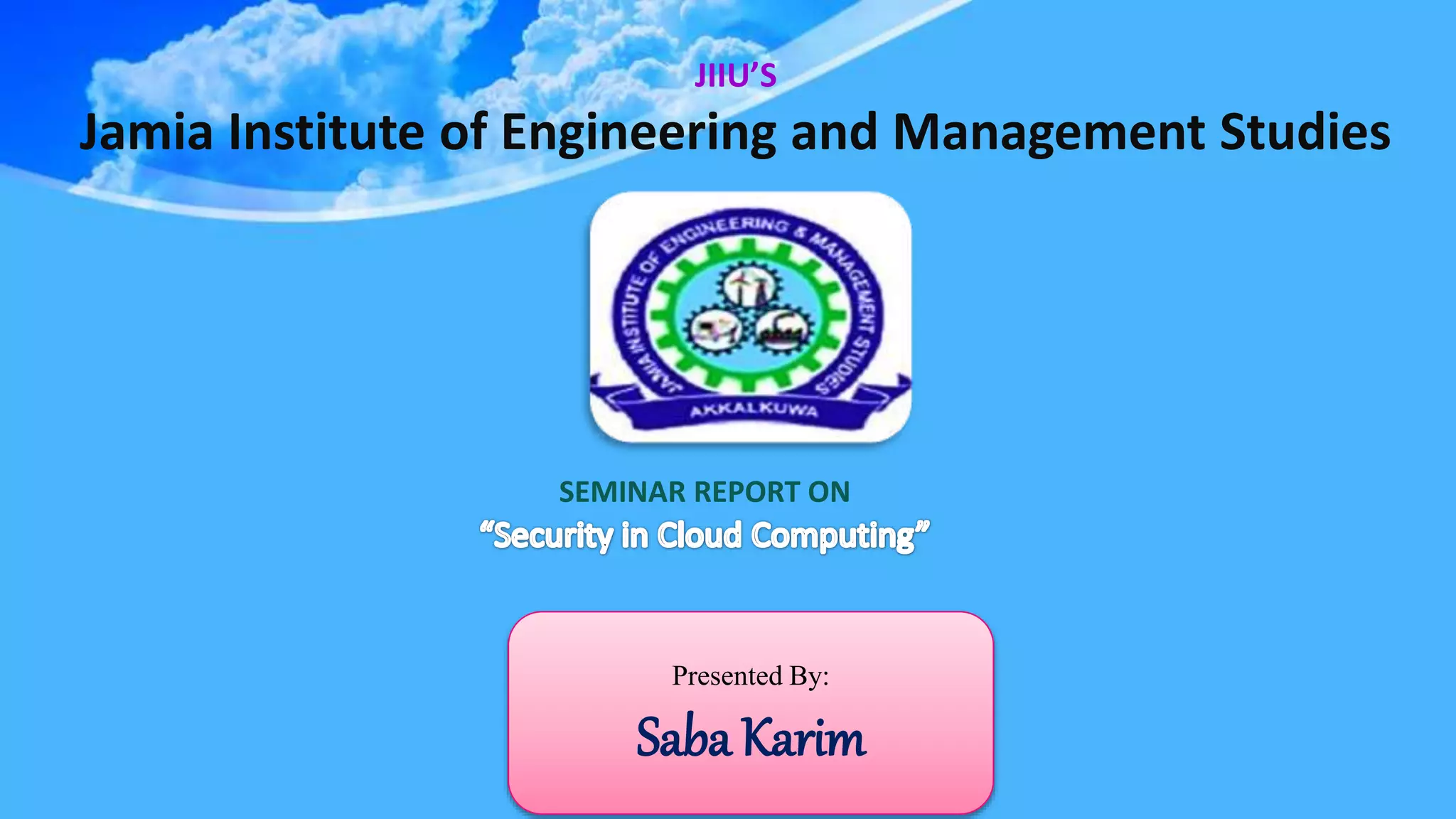 Security In Cloud Computing Ppt