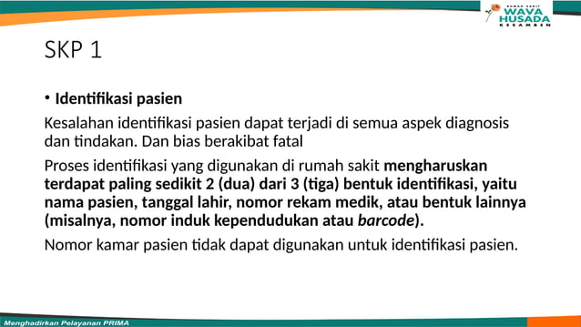SKP SASARAN KESELAMATAN PASIEN (KOMITE PENINGKATAN MUTU KESELAMATAN ...