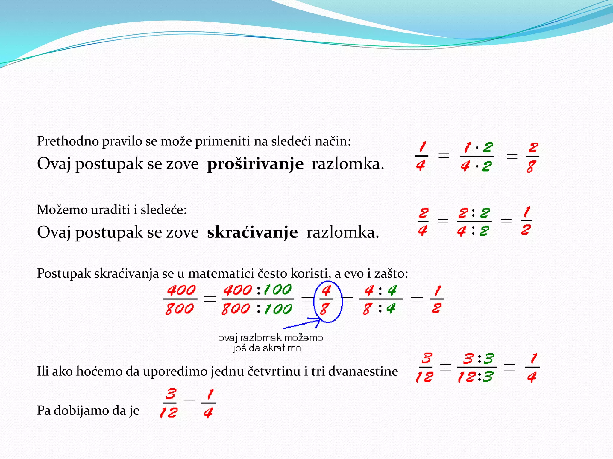 Skracivanje raz lekcija2 5.razred | PPT