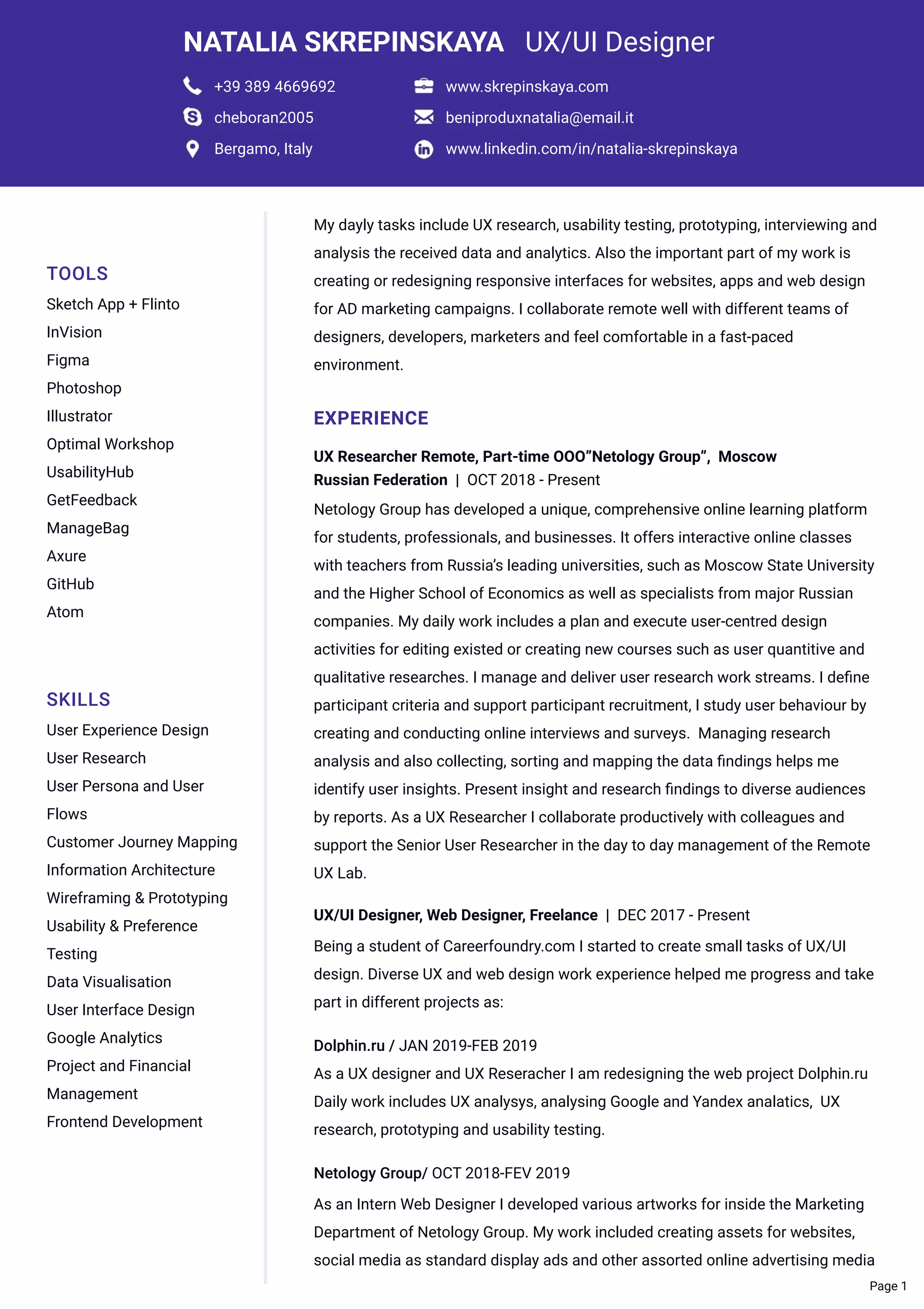 UX/UI Designer | PDF