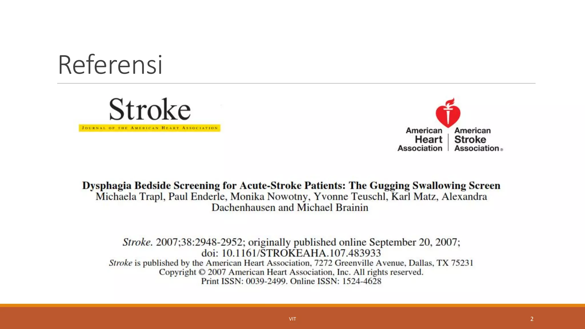 Skrining Disfagia untuk Pasien Stroke Akut: Pemeriksaan Gugging Swallowing Screen (GUSS) | PDF