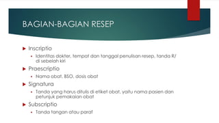 Skrining Resep Farmasi - Materi Pendidikan untuk Mahasiswa Farmasi | PDF