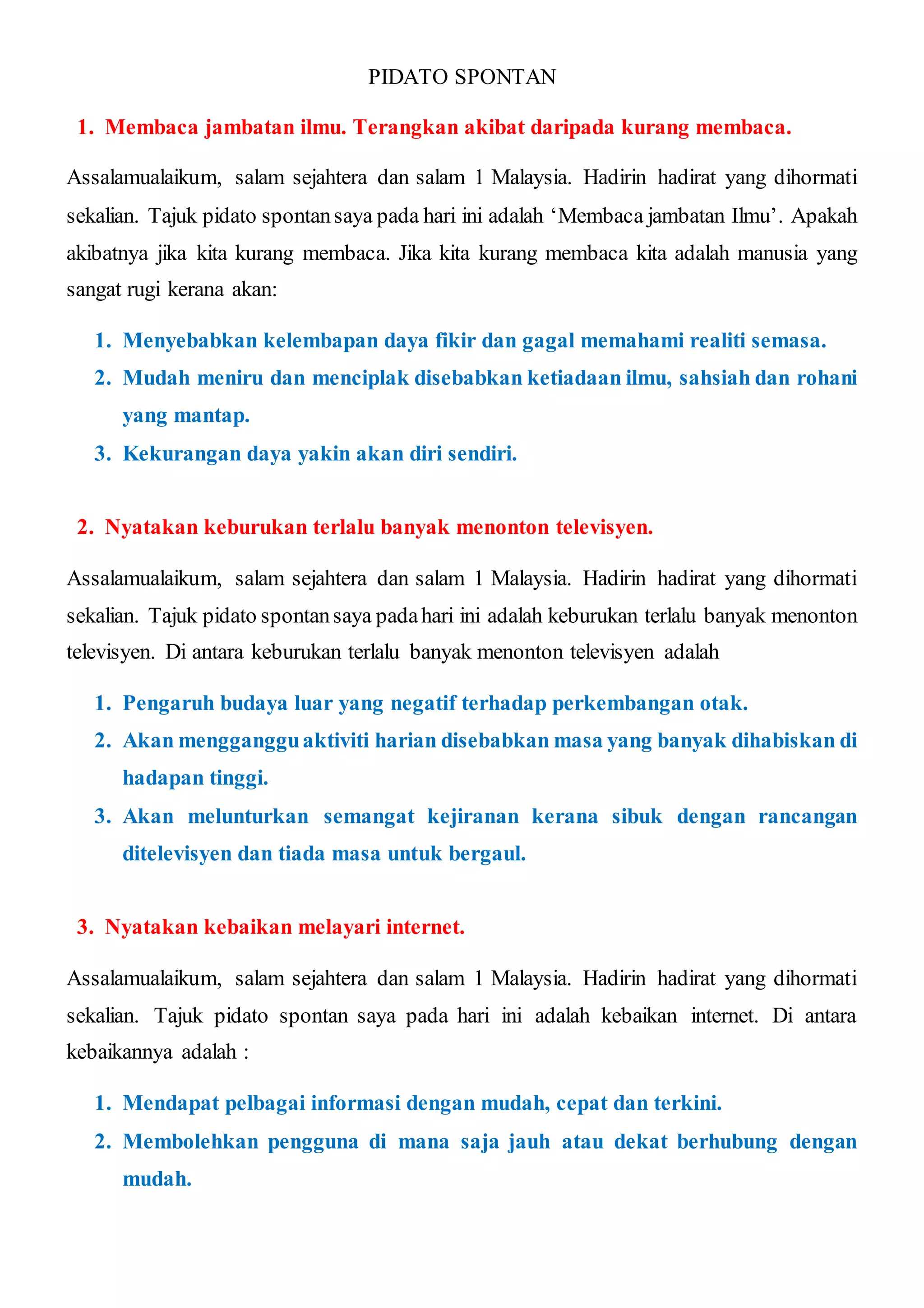 Skrip pidato 'memartabatkan bahasa melayu' | DOCX