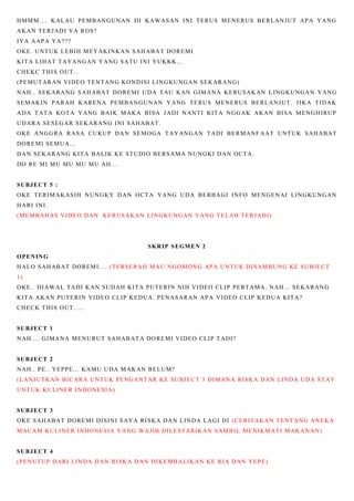 Skrip tiap segmen untuk acara DOREMI | PDF