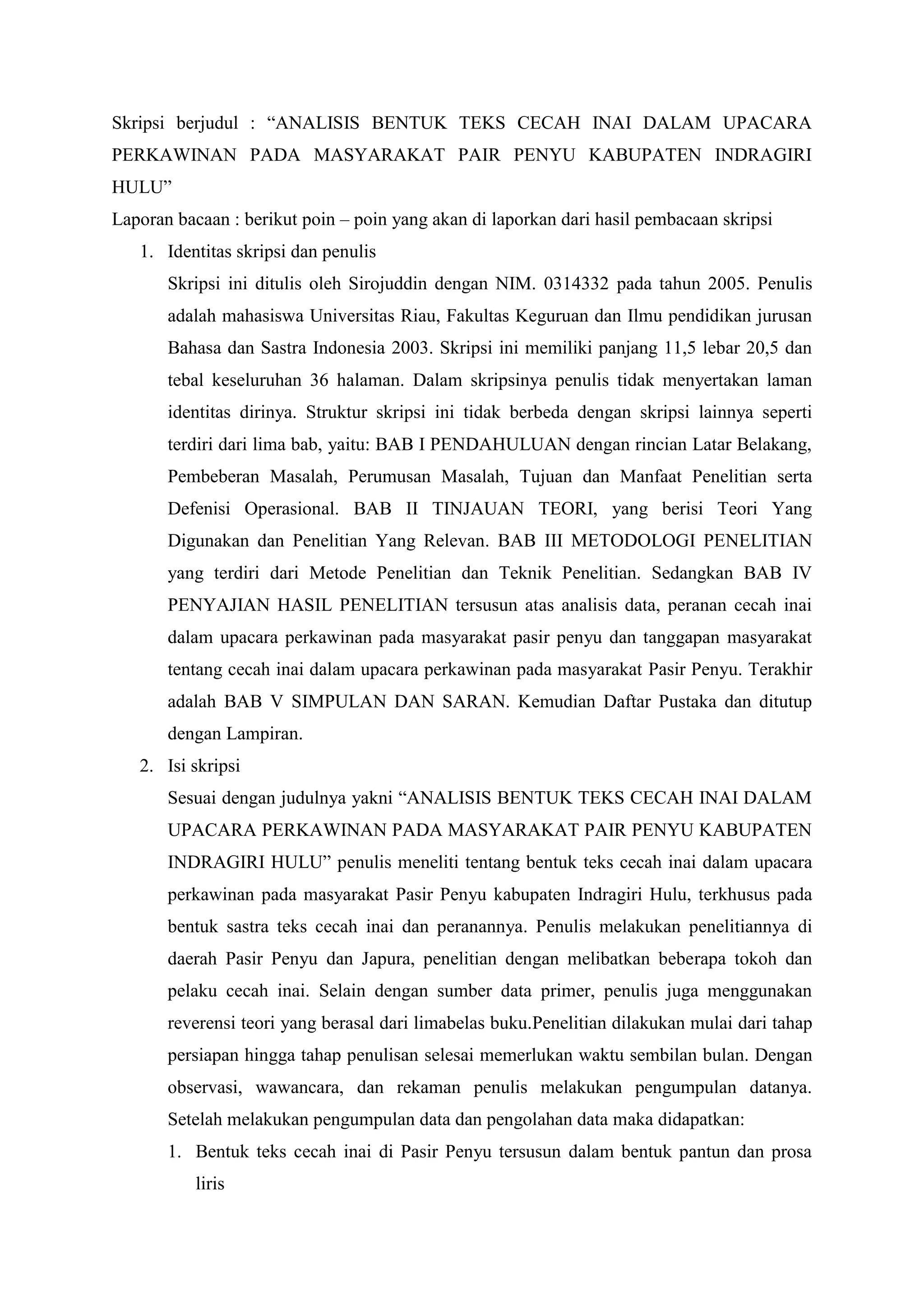 laporan bacaan skripsi | DOCX