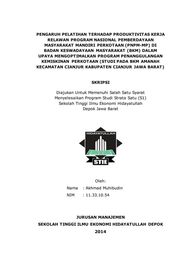 Skripsi MSDM Tentang PNPM MANDIRI PERKOTAAN (cover) | DOCX