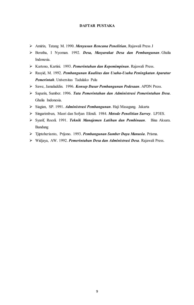 Skripsi peranan kepala desa dalam melaksanakan tugas administrasi desa ...