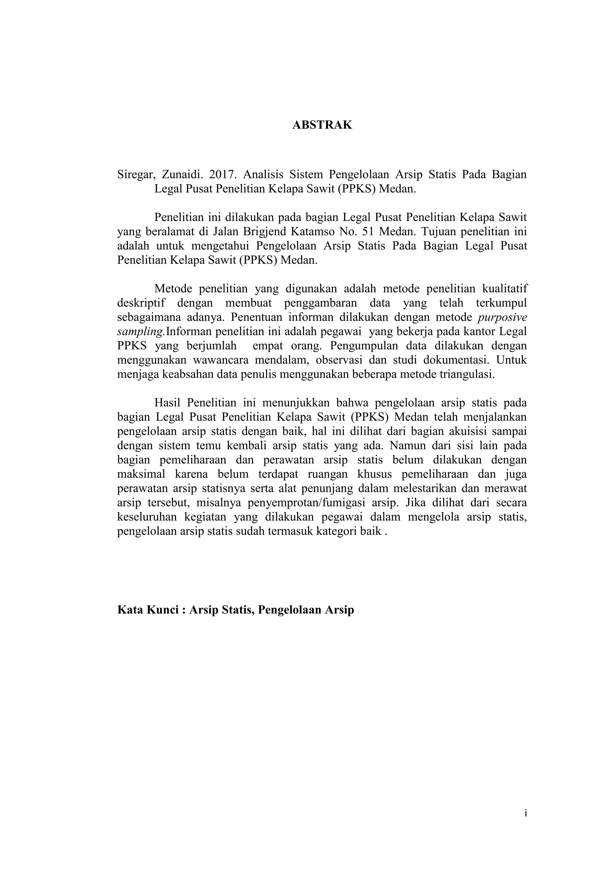 Analisis Sistem Pengelolaan Arsip Statis Pada Bagian Legal Pusat ...